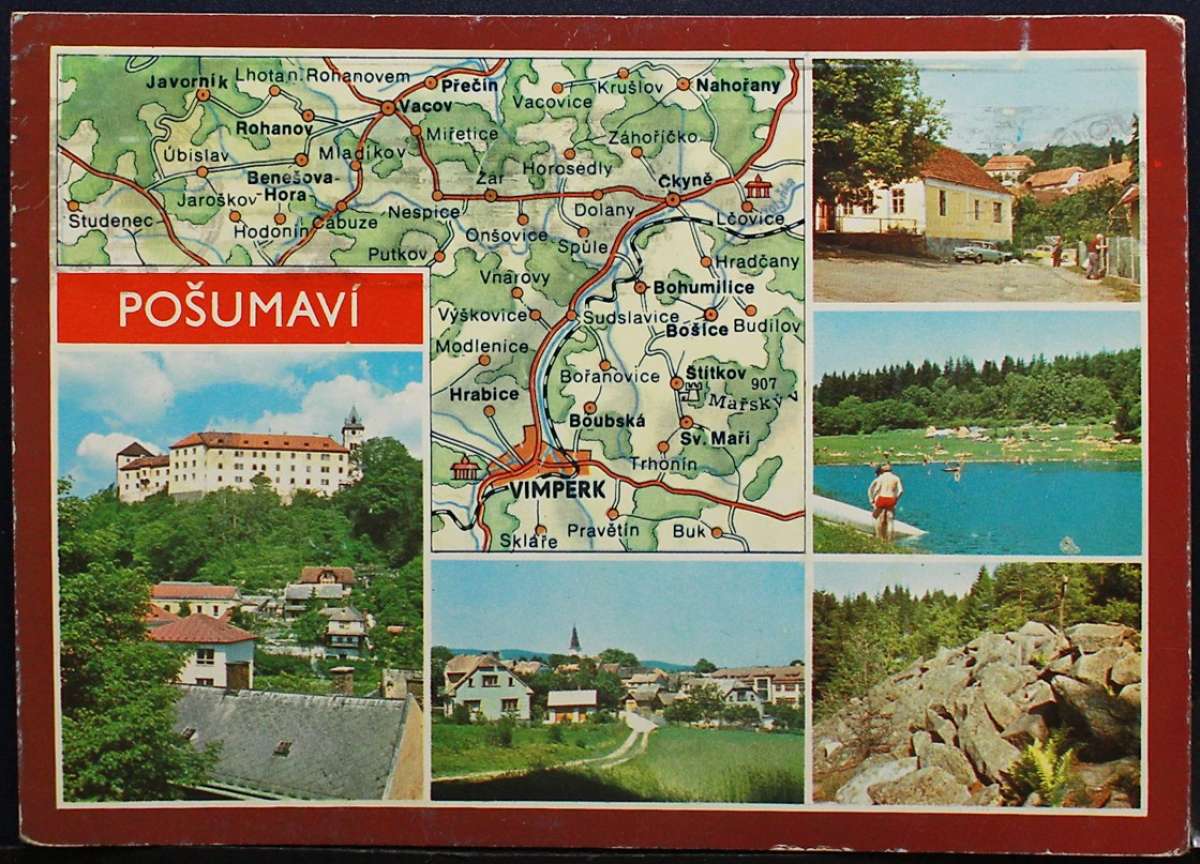 Pohled POŠUMAVÝ MAPA VIMPERK Š BAR ČISTÝ